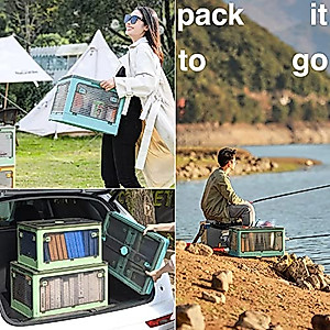 WYZworks 3 Pack Collapsible Storage Boxes with 5 sides Opening - Foldable Stackable Plastic Storage Box Tote w/Wheels Designed for Clothing, Snack Pantry, Toys, Side Latching Locks - 42L - White