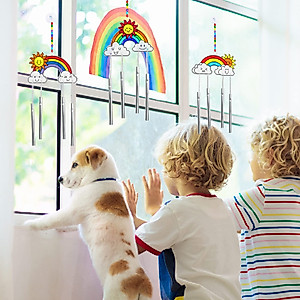 Winlyn 24 Sets Rainbow Suncatchers Ornaments Decorations DIY Window Paint Art Suncatchers Craft Kits Hanging Rainbow Sun Catchers for Kids Spring Summer Home Classroom Party Activity Art Project