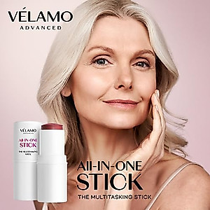 VELAMO ADVANCED Multifunctional Lip & Cheek Makeup Sticks for Mature Skin - Revitalizing Beauty, Age-Defying Charm - Cream Blush Stick for Radiant Cheeks & Luscious Lips
