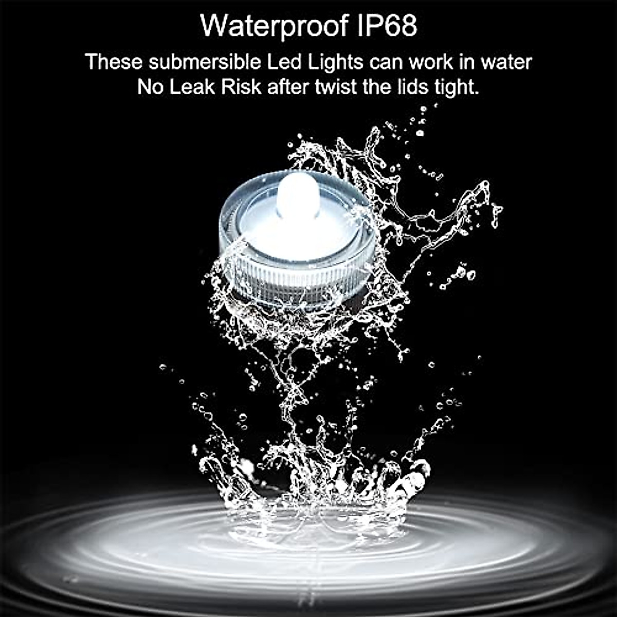 Rikiss Submersible Led Lights, Mini Tea Lights Led Underwater Lights for Vase Centerpiece Aquarium Lights for Fish Tank Pond Fountain for Inground Pools Bathtub Candles Light LED Lamp, RGB, 24pcs