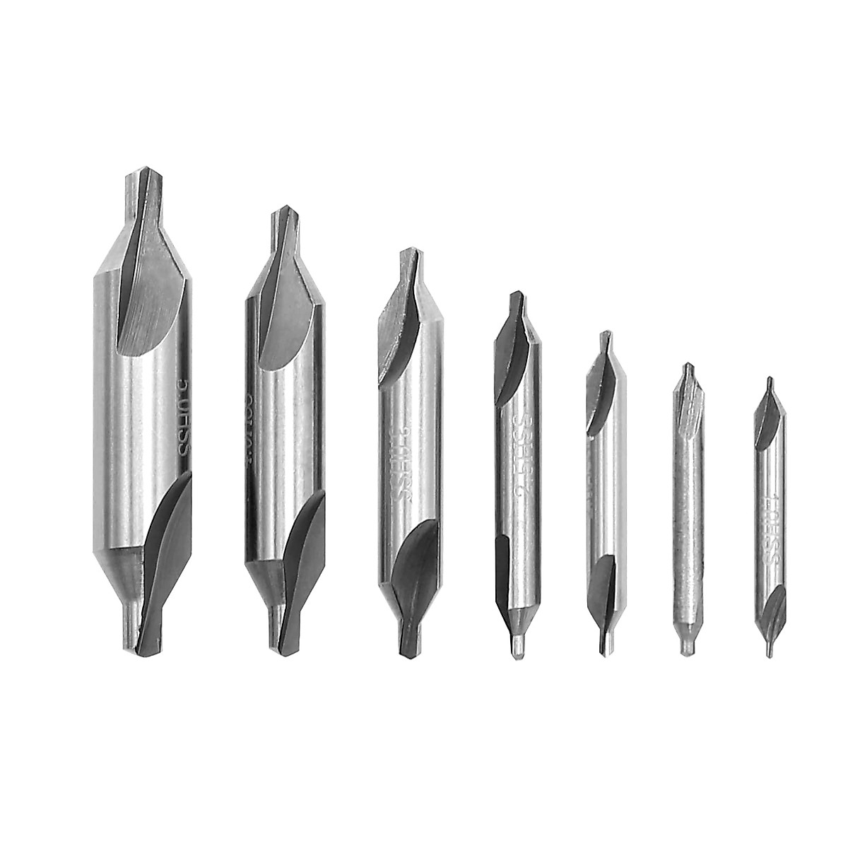Saihisday 7PCS Center Drill Bits Set M2 HSS Centering Starter Drill Bit 60-Degree Countersink Tools for Lathe Metalworking