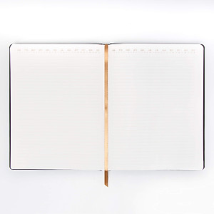 Designworks Ink Bad Ideas Black 7.25" x 10.25" Jumbo Journal Notebook with Cloth Cover, Gold Accents, Lined Pages, Ribbon Marker for Work, Writing, Journaling