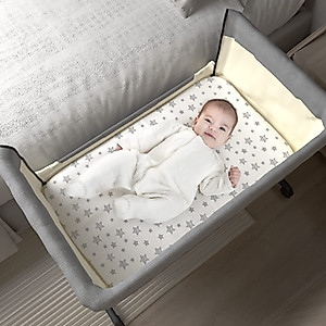 Bassinet Sheets for Baby Boys Girls 4 Pack(33" x 20"), Compatible with Mika Micky, Baby Delight, Dream On Me, Koola Baby, AMKE and Other Rectangle Bassinet Mattress, Grey