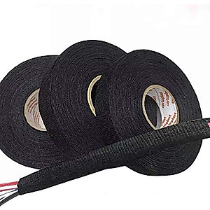 4 Rolls Wire Loom Harness Tape, Wiring Harness Cloth Tape, Black Adhesive Fabric Tape, for Automobile Electrical Wire harnessing Noise Dampening Heat Proof （19mm X 25m）