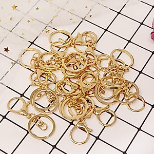 Honbay 20pcs Zinc Alloy KC Gold Lobster Claw Clasp Keychain, Key Ring Loop Key Holders with Flat Split Ring