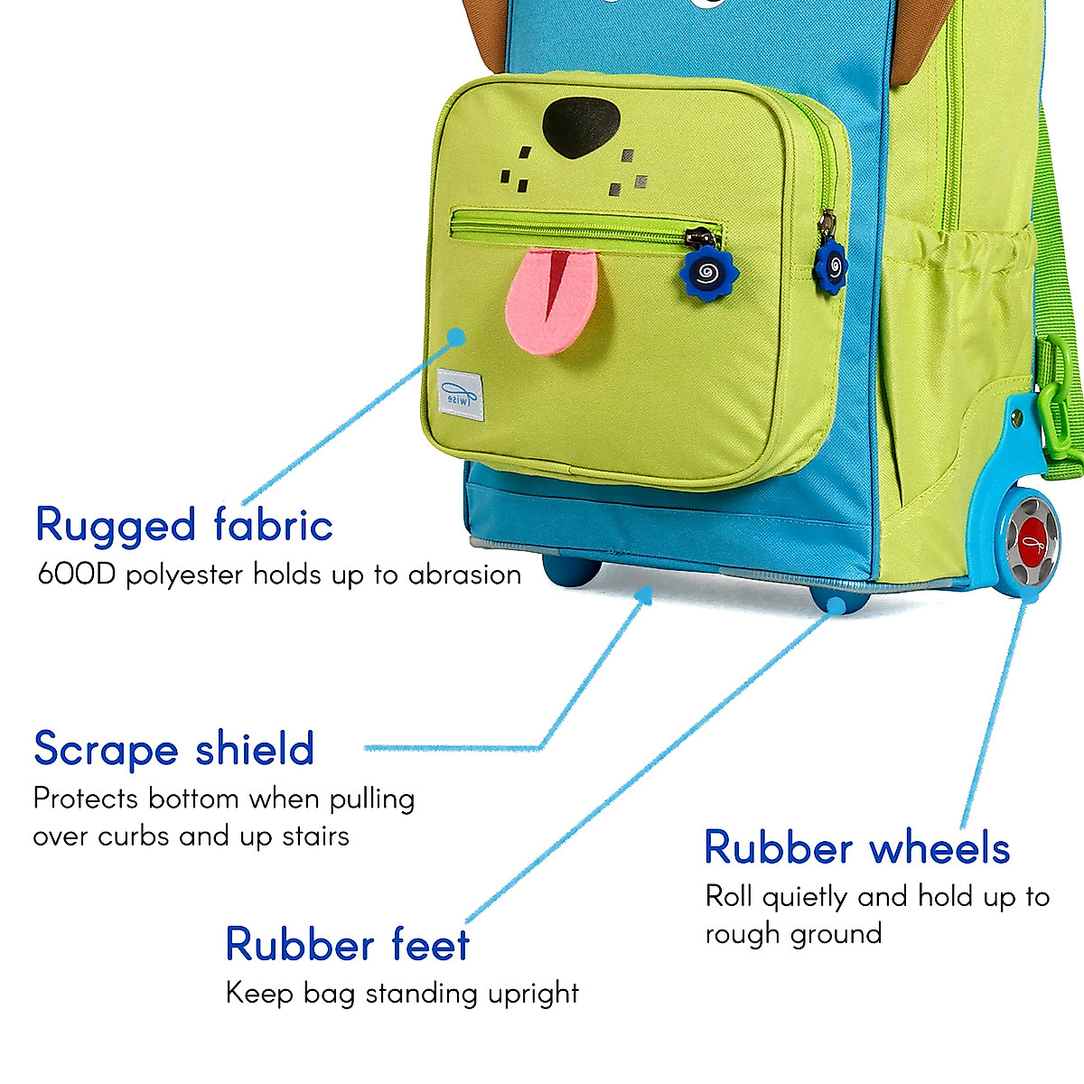 TWISE SIDE-KICK SCHOOL, TRAVEL ROLLING BACKPACK FOR KIDS AND TODDLERS (PUP)