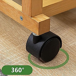 REROM Free Standing Coat Rack On Wheels,Bamboo Clothes Rails Garment Rails For Dress Pants Shoes Hats Easy Assembly Bedroom Floor Standing Garment Rack (Color : Log color, Size : 60cm)