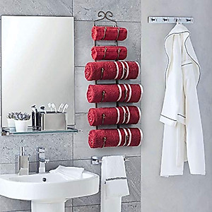 Sagler Towel Rack and Wine Rack - Bronze Wall Wine Rack - Wall Mounted Wine Rack fits up 6 Level Wine Bottles and Many Towels - fits as Bathroom Towel Holder, or Towel Hanger, or a Cap Rack