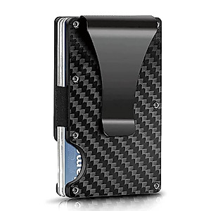 HARONAR Metal Money Clip Wallet, Carbon Fiber Wallet, RFID Blocking Metal Card Holder for Men Slim Aluminum Holder Pocket Cash Credit Card Holder