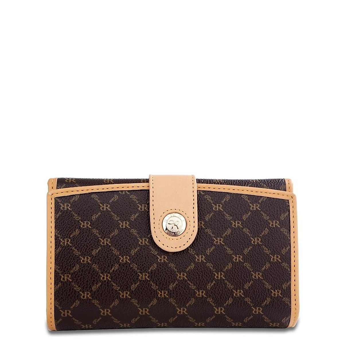 Rioni Signature Brown Multi-fold Button Wallet St-w003