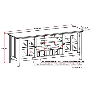 SIMPLIHOME Acadian SOLID WOOD 60 Inch Wide Rustic TV Media Stand in White for TVs up to 65 Inches, For the Living Room and Entertainment Center