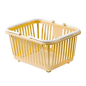 SIXRUN Mini Storage Basket Multifunctional Compact Plastic Organizer Basket with Handle for Desk Mini Storage Basket (Yellow)