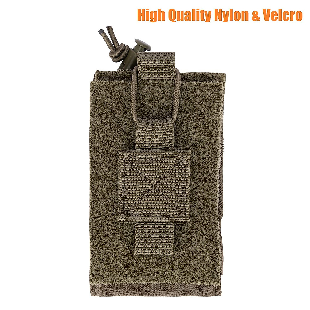 Dotacty Adjustable Radio Pouch MOLLE Radio Holder for Tactical Duty Belt Two Ways Radio Holster Walkie Talkies Case Mag Carrier 5.56mm 7.62mm Magazine Nylon Carry Bag for Police Security Rescue RG
