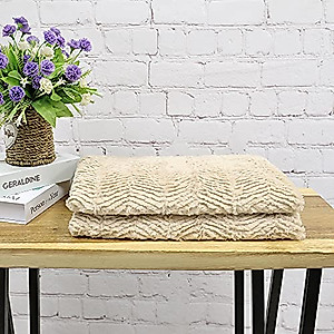 Home Soft Things White Herringbone Brushed Throw Blanket, 60'' x 80'', Beige, Lightweight Fluffy Plush Comfy Cozy Couch Bed Covers Suitable for Kids Adults Friends Home Décor
