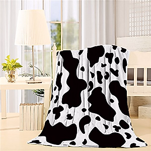 Cow Print Baby Blanket Fleece Throw Blanket for Couch Sofa Travel, Soft Fuzzy Plush Blanket, Luxury Flannel Lap Blanket, Super Cozy and Comfy for All Seasons 40" x 50"
