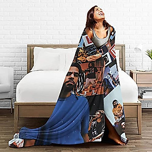 DanaJLessard Flannel Blanket J Rapper Cole Funny Throws Blanket Women Men Lightweight Super Soft Fleece Air Conditioning Blankets for All Season 60"x50"
