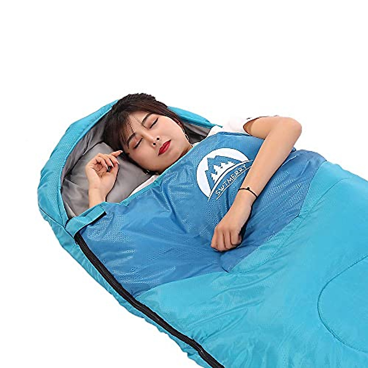 SWTMERRY Sleeping Bag 3 Seasons (Summer, Spring, Fall) Warm & Cool Weather - Lightweight,Waterproof Indoor & Outdoor Use for Camping Hiking, Backpacking and Survival (Sky Blue)