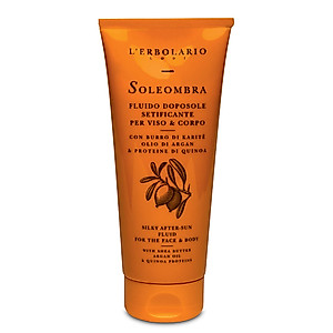L'Erbolario Soleombra Silky After-Sun Fluid - After Sun Serum - Hydrating Sunburn Relief - Shea Butter, Argan Oil, and Quinoa Proteins - 6.7 oz