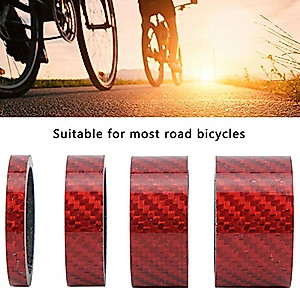 Bike Front Fork Spacer, Edge Headset Stem Washer Fine Texture Carbon Fiber for Road for Outdoor Cycling Activities(Red)