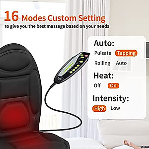 MYNTA Vibrating Chair Massager Seat with Fast Heat,8 Vibration Massage Nodes to Release Stress and Fatigue,Back Massager Chair Pad for Home,Office