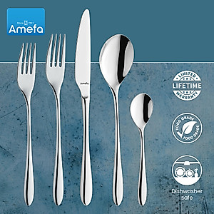 Amefa Cuba 20-piece Premium 18/10 Stainless Steel Flatware Set, High Gloss Mirror Finish, Silverware Set Service for 4, Dishwasher Safe, Rust resistant Cutlery.