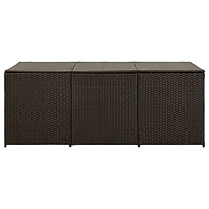 loibinfen Patio Storage Box Deck Storage Box Outdoor Storage Box Indoor Wicker Storage Bin for Patio Furniture Cushions, Pillows, Garden Tools, Poly Rattan Brown, 70.8"x35.4"x29.5" -AA