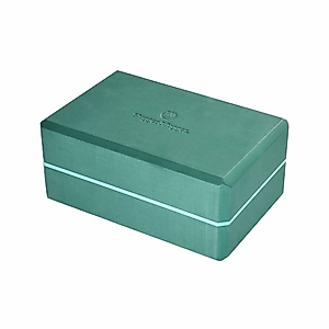 Hugger Mugger 4" Foam Yoga Block - Evergreen - strong and stable, beveled edges for comfort, most favored block size, helps with alignment and support in many poses