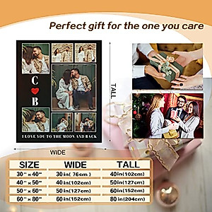 Custom Blankets with Photos Personalized Couples Gifts Customized Picture Blanket I Love You to The Moon & Back Gifts Birthday Gift for Wife Husband Girlfriend Boyfriend 40"x30"