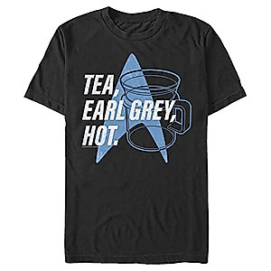Men's Star Trek: The Next Generation Cup of Tea Earl Grey Hot, Captain Picard T-Shirt - Black - Large