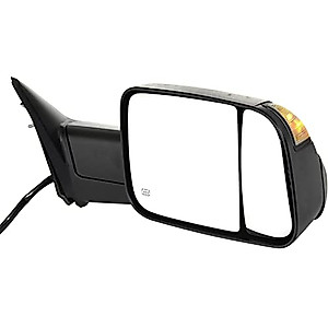 Garage-Pro Mirror Compatible with 2013-2018 Ram 1500, 2500, 2012-2018 3500, 2019-2021 1500 Classic, Passenger Side Textured Black Heated Manual Folding