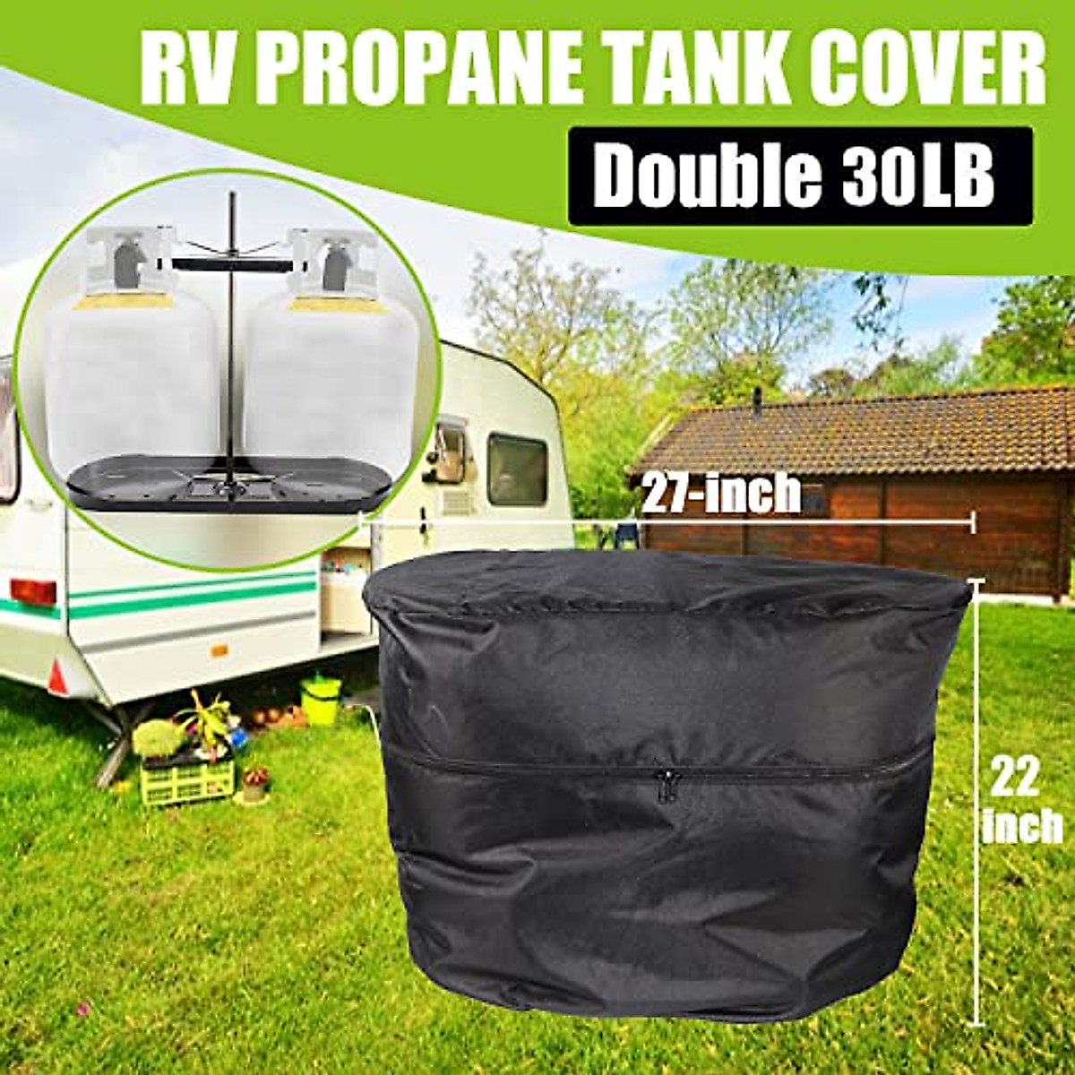 Double 30lb RV Propane Tank Cover, Camper Propane Tank Cover for Travel Trailer