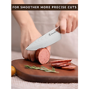Geschickt Chef Knife, 8 inch Thin & Light Kitchen Knife, High Carbon Stainless Steel Blade, Pakkawood Handle, Full Tang Sharp Knife for All-Around Food Prep