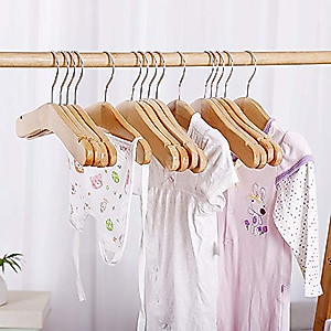 10pcs Children's Wooden Hangers Natural Wooden Kids Hanger Coat Clothes Toddler Hangers for Baby Clothes Closet，Pet Hangers（9.4 inches）