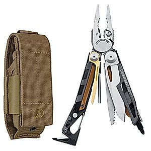 LEATHERMAN, MUT Multitool with Premium Replaceable Wire Cutters and Firearm Tools, Stainless Steel with MOLLE Brown Sheath