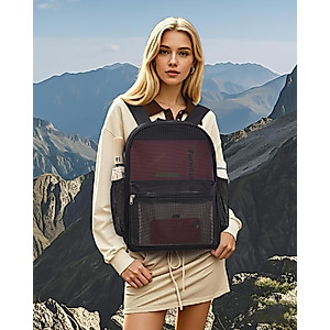 Paxiland Mesh Backpack Lightweight See Through College Student Backpack for Commuting Swimming Travel Beach Outdoor Sports