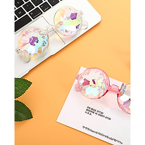 Frienda 12 Pairs Kaleidoscope Rave Rainbow Glasses Refraction Trippy Psychedelic Rave Goggles with Resin Lens Diffraction Prism Women's Costume Eyewear Sunglasses for Festival
