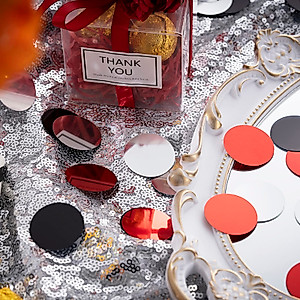 Red Black Silver Table Confetti Party Decorations Metallic Circle Dot Confetti, 1.2 Inch, 300pcs