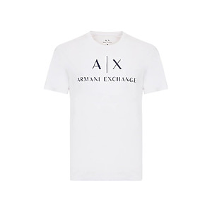 A|X ARMANI EXCHANGE mens Crew Neck Logo Tee T Shirt, White, Medium US