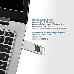 KOOTION 32GB High Speed Recognition Fingerprint Encrypted Flash Drive USB3.0 Dual Storage Security,Silver