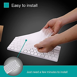 Green Onions Supply Fully Covered Flat Style 0.025mm Wipeable Superb Tactile Feeling Waterproof Anti-Dust Keyboard Cap Cover for 2021 iMac Apple Wireless Magic Keyboard Hospital/Dentist Use [3 Pack]