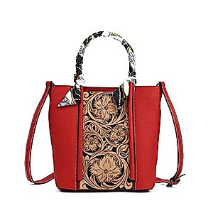DANN Vintage Ladies Handbags Hand Carved Ladies Bags Shoulder Bags (Color : D, Size : 23.5cm-10cm-22cm)