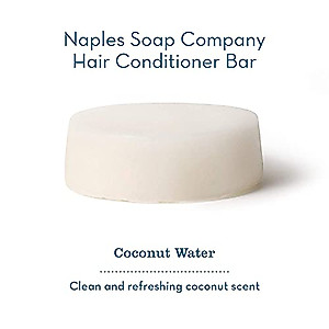 Naples Soap Company, Protein Enriched, 50-75 Use, Solid Hair Conditioner Bar, Eco-Friendly Haircare, Helps Ensure Vibrant, Healthy Hair, All Hair Types, Coconut Water, 1oz
