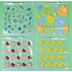 Quart Resealable Slider Food Storage Bags, 100 Count, Fun Designs, 4 Different Fun Patterns, Zero BPA, Lunch, Trips, Parties & More