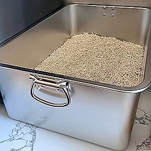 ACULIP Cat Litter Box, Stainless Steel Litter Box Super Big Cat Toilet King Size Giant Cat Sand Box Kitten Special Anti-Splash Huge (Color : 60X40X20)