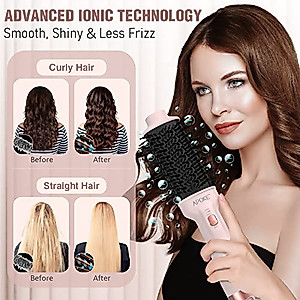 APOKE One Step Hair Dryer Brush and Styler Volumizer, Multifunctional 4 in 1 Ceramic Tourmaline Negative Ion Hot Air Styling Brush, Professional Salon Blow Dryer Brush for Drying Curling Straightening