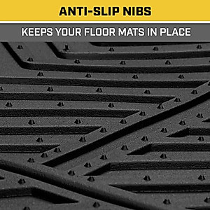 CAT® Detachable Deep Dish Car Floor Mats w/ Removable Carpet Liner - Universal Fit for SUVs Trucks Sedans Washable Easy-Clean Automotive Floor Liners Heavy Duty All Weather Non-Slip Comfort - Charcoal