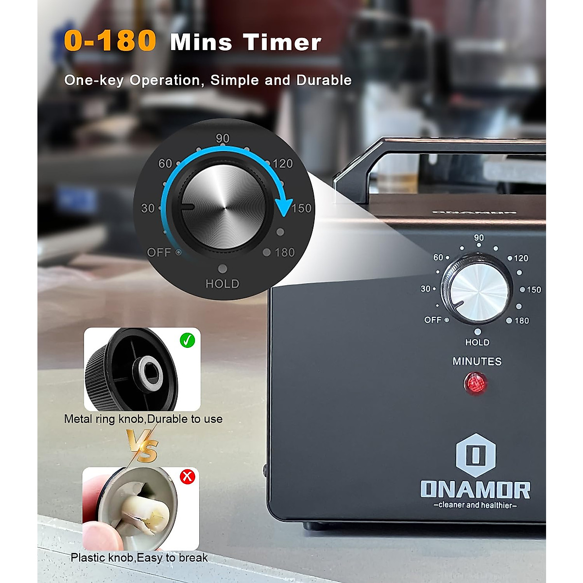 ONAMOR Ozone Generator 30000mg/h, Ozone Machine Ionizer O3 Deodorizer for Home, Basement, Smoke, and Pet Room (Eliminating Odors Area up to 4000 Square Feet, All Metallic Black)