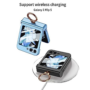 SHIEID for Samsung Z Flip 5 Case with Hinge Protection & Ring Holder Small Screen Protection Cover for Galaxy Z Flip 5 Case, Purple