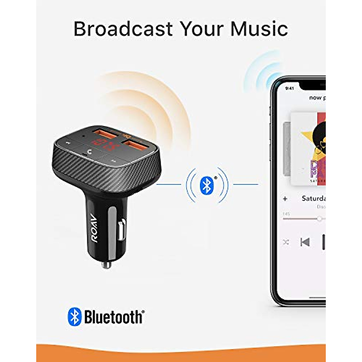 Anker Roav SmartCharge F0 Bluetooth FM Transmitter for Car, Audio Adapter and Receiver, Hands-Free Calling, MP3 Car Charger with 2 USB Ports, PowerIQ, and AUX Output (No Dedicated App)