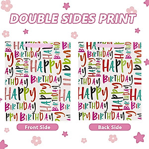 OFIHANLY 12.5" Medium Happy Birthday Gift Bag with Handles for Women,Paper Gift Bags for Her,Girls Kids Baby Shower Pink Paper Bag with Tissue Paper,1Pcs